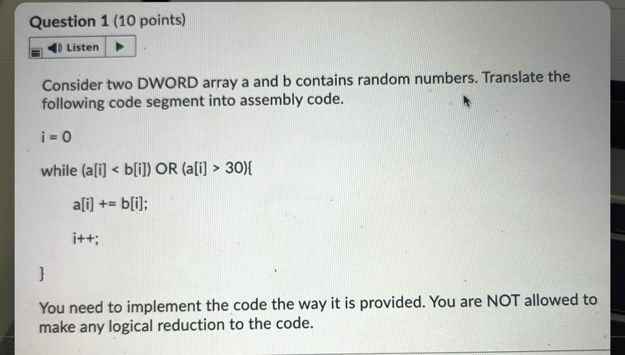 Solved Question 1 (10 points) Listen Consider two DWORD | Chegg.com