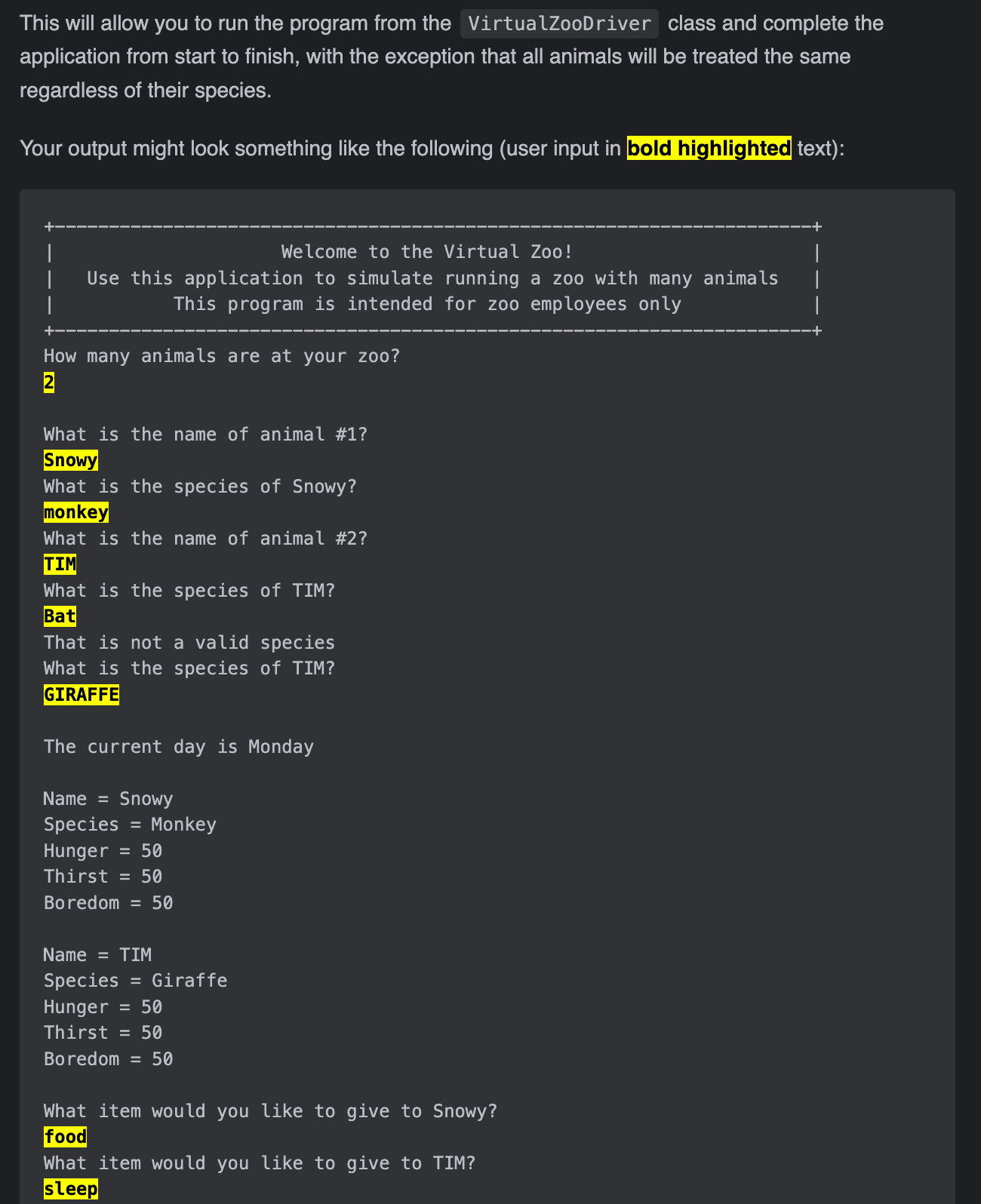 Solved Task 1 - Animal Class Take some time to read through | Chegg.com