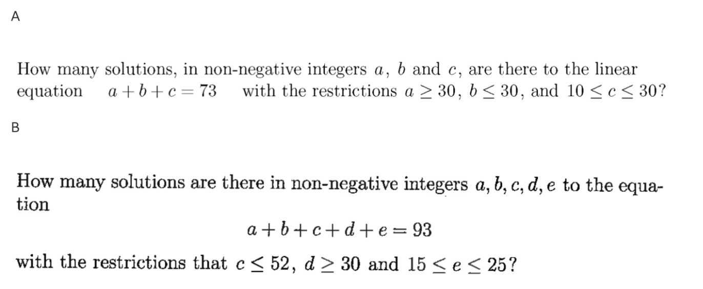 Solved A How many solutions, in non-negative integers a, b | Chegg.com