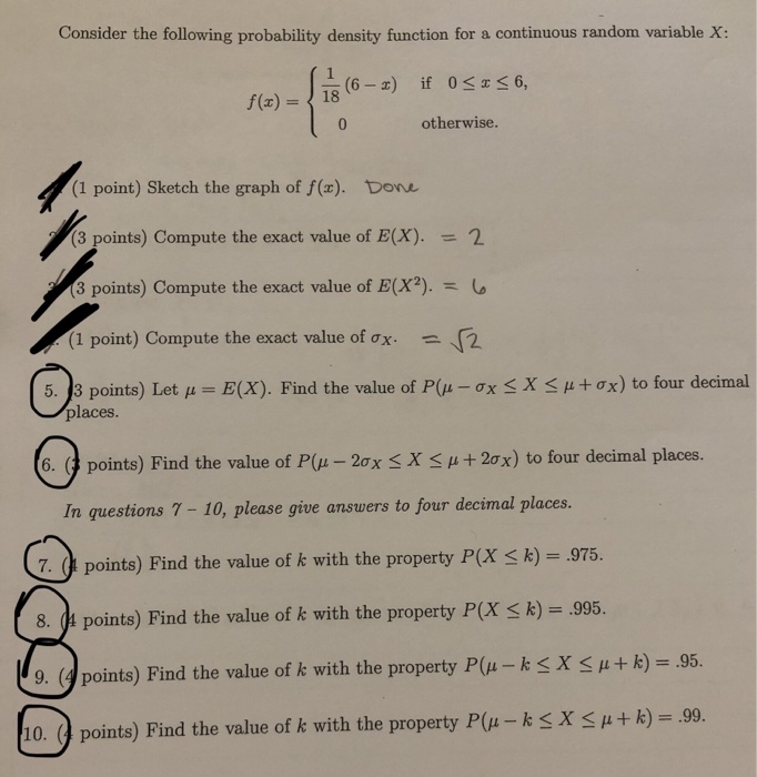 Solved Consider the following probability density function | Chegg.com