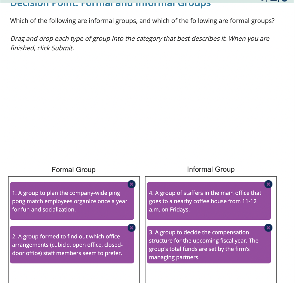 Solved Which of the following are informal groups, and which | Chegg.com
