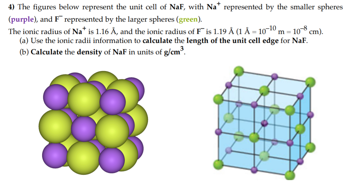 Solved + 4) The figures below represent the unit cell of | Chegg.com