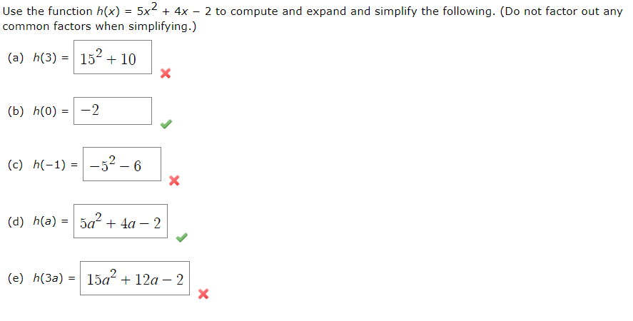 Solved Use the function h(x)=5x2+4x−2 to compute and expand | Chegg.com
