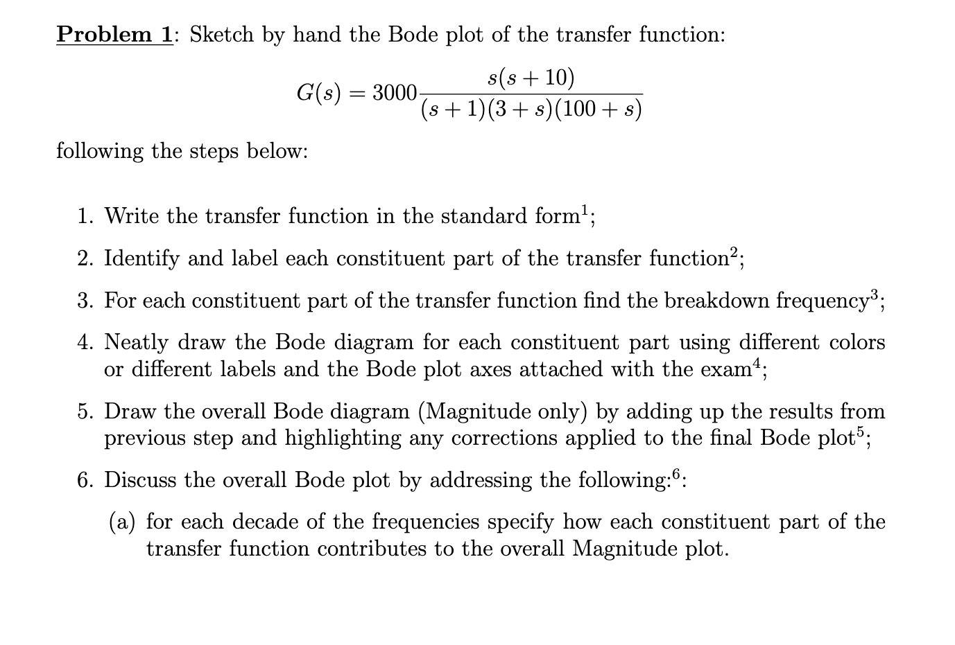 Solved Problem 1: Sketch by hand the Bode plot of the | Chegg.com