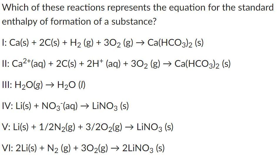Solved Which of these reactions represents the equation for | Chegg.com