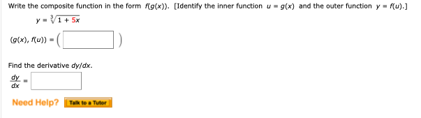 Solved g(x)). [Identify the inner function u = g(x) and the | Chegg.com
