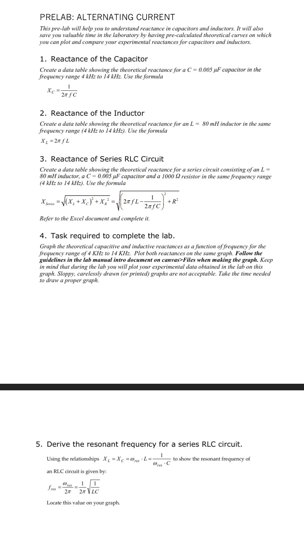 Solved PRELAB: ALTERNATING CURRENT This pre-lab will help | Chegg.com