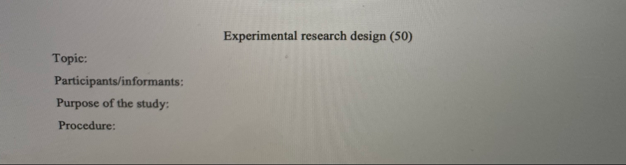Solved Think one example for the non-experimental research | Chegg.com