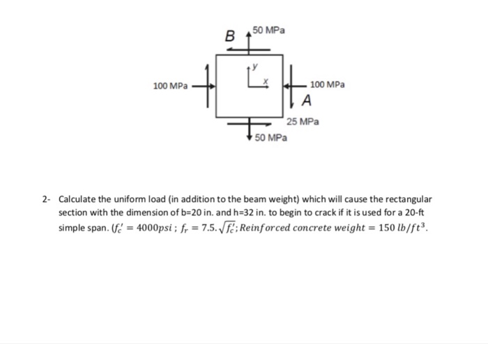 Solved B 450 MPa 100 MPa 100 MPa 25 MPa 50 MPa 2- Calculate | Chegg.com