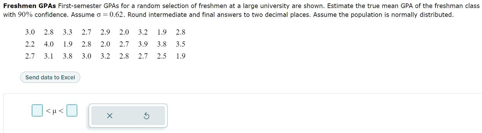 Solved Freshmen GPAs First-semester GPAs for a random | Chegg.com
