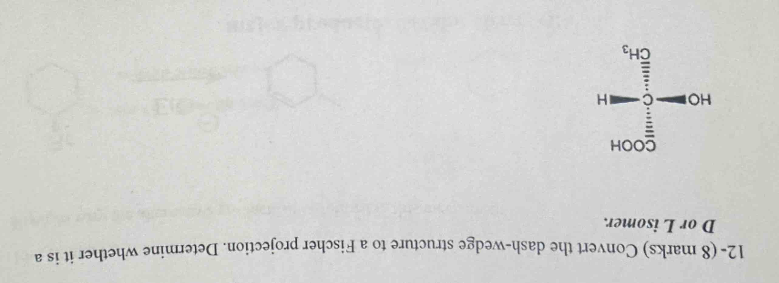 [Solved]: 12-(8 marks) Convert the dash-wedge structure to a