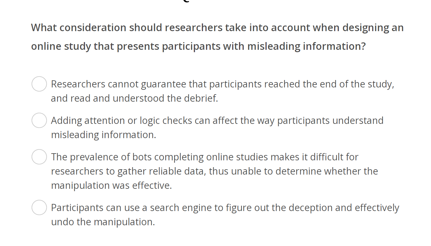 Solved What consideration should researchers take into | Chegg.com
