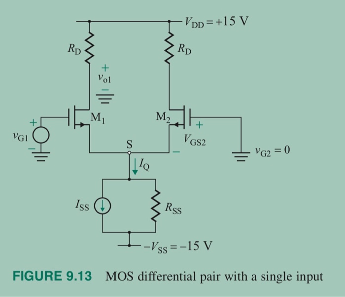 Solved Design a MOS differential pair as shown in Fig. 9.13 | Chegg.com