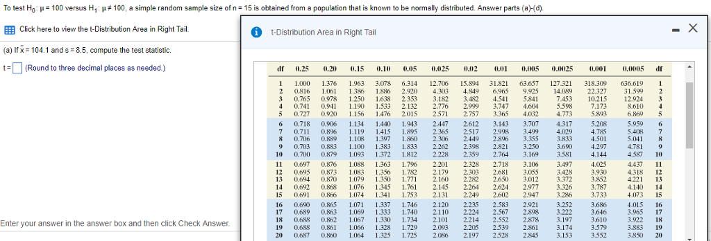 Solved To test Ho, ?-100 versus H1 ?#100, a simple random | Chegg.com