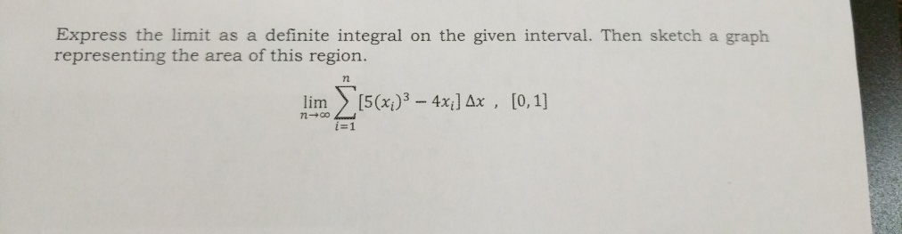 Solved Express the limit as a definite integral on the given | Chegg.com