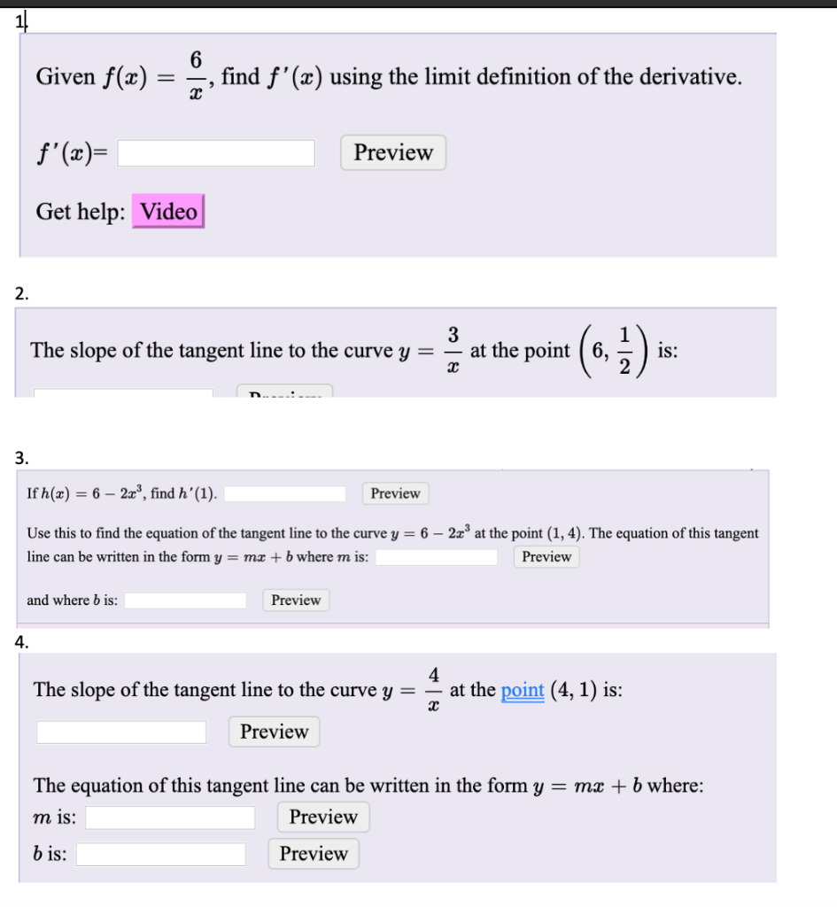 Solved 1 6 find f'(x) using the limit definition of the | Chegg.com
