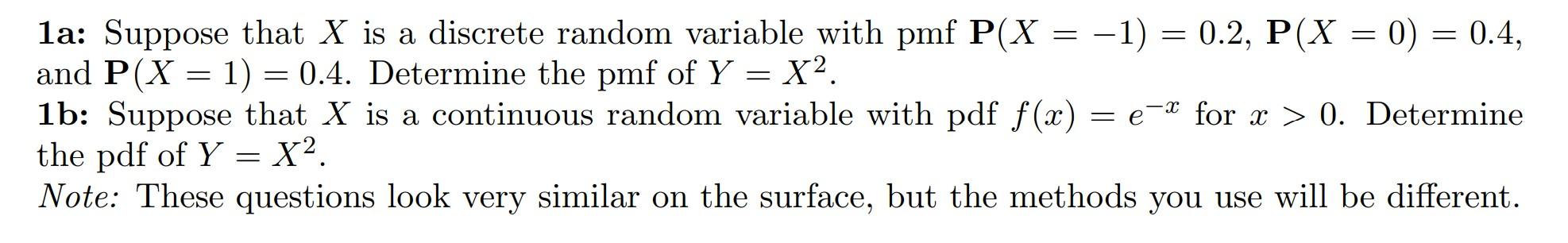 Solved 1a: Suppose that X is a discrete random variable with | Chegg.com