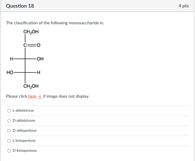 Solved The classification of the following monosaccharide | Chegg.com