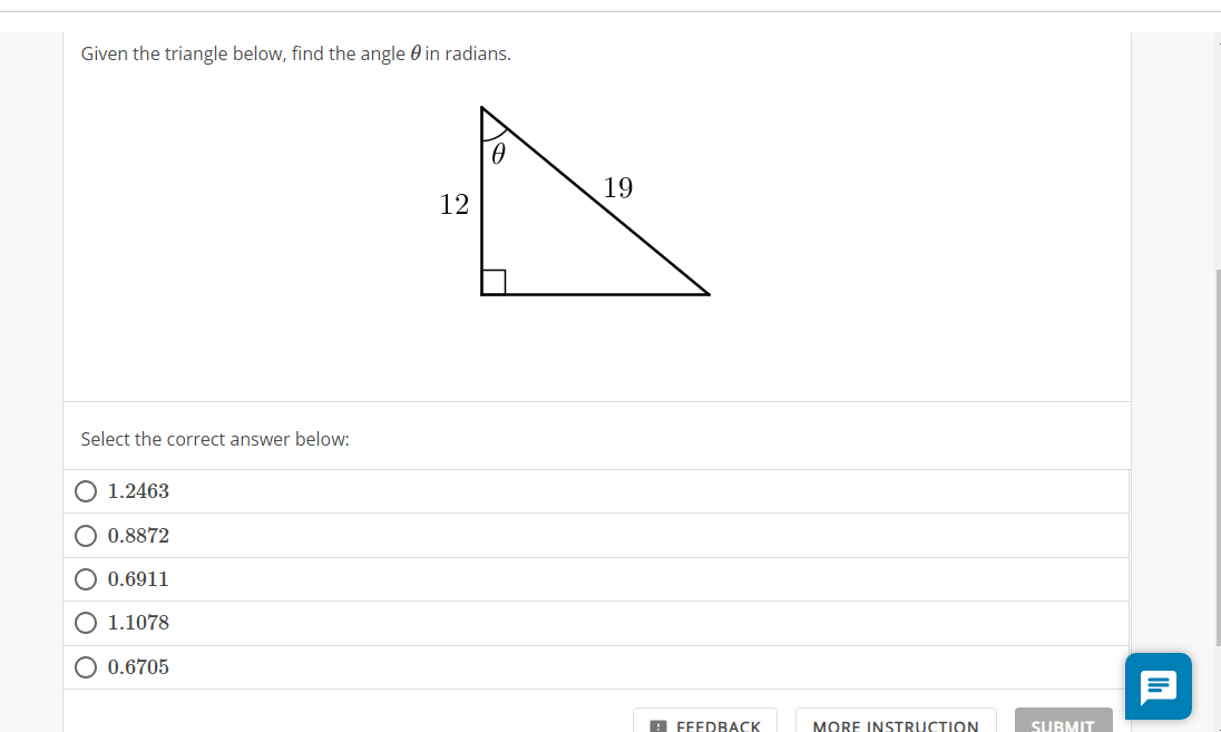 Solved Given the triangle below, find the angle θ in | Chegg.com
