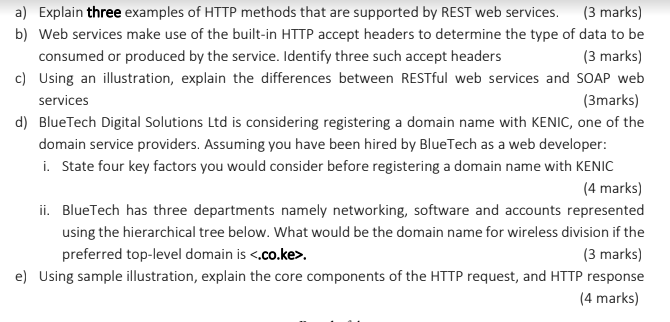 Solved a) Explain three examples of HTTP methods that are | Chegg.com