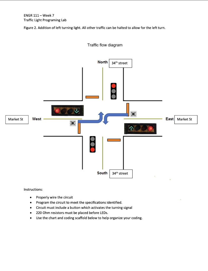 ENGR 111 - Week 7 Traffic Light Programing Lab Figure | Chegg.com