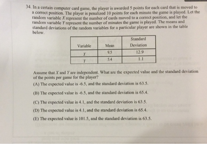 Solved 34 In A Certain Computer Card Game The Player Is Chegg