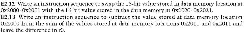Solved E2.12 Write an instruction sequence to swap the | Chegg.com