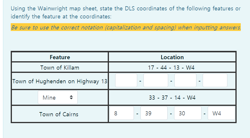 Solved Using the Columbia Ice-fields and Wainwright map | Chegg.com