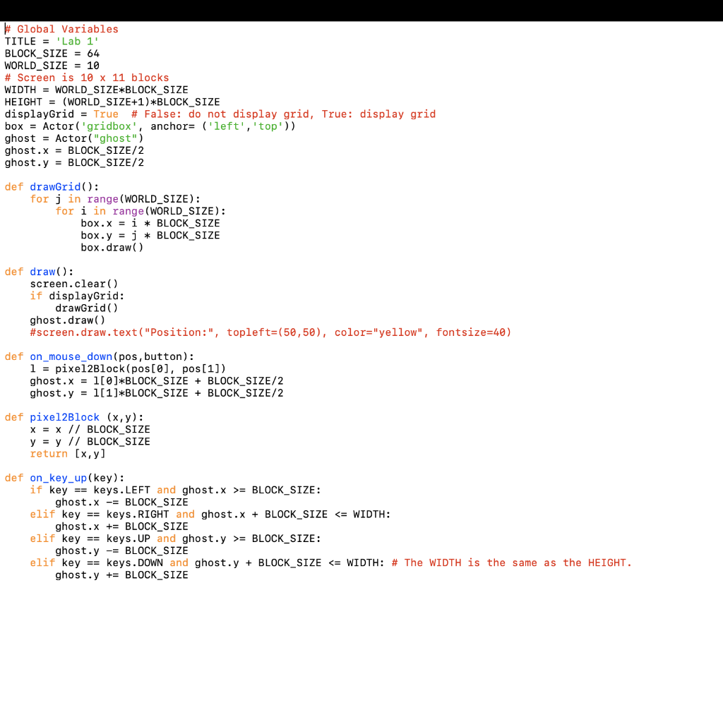 # Global Variables TITLE = 'Lab 1' BLOCK_SIZE = 64 | Chegg.com