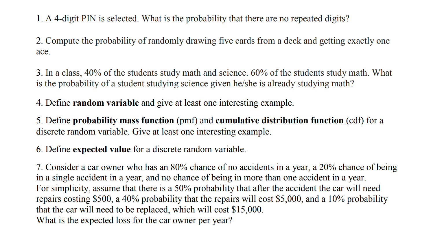 Solved 1. A 4-digit PIN is selected. What is the probability | Chegg.com