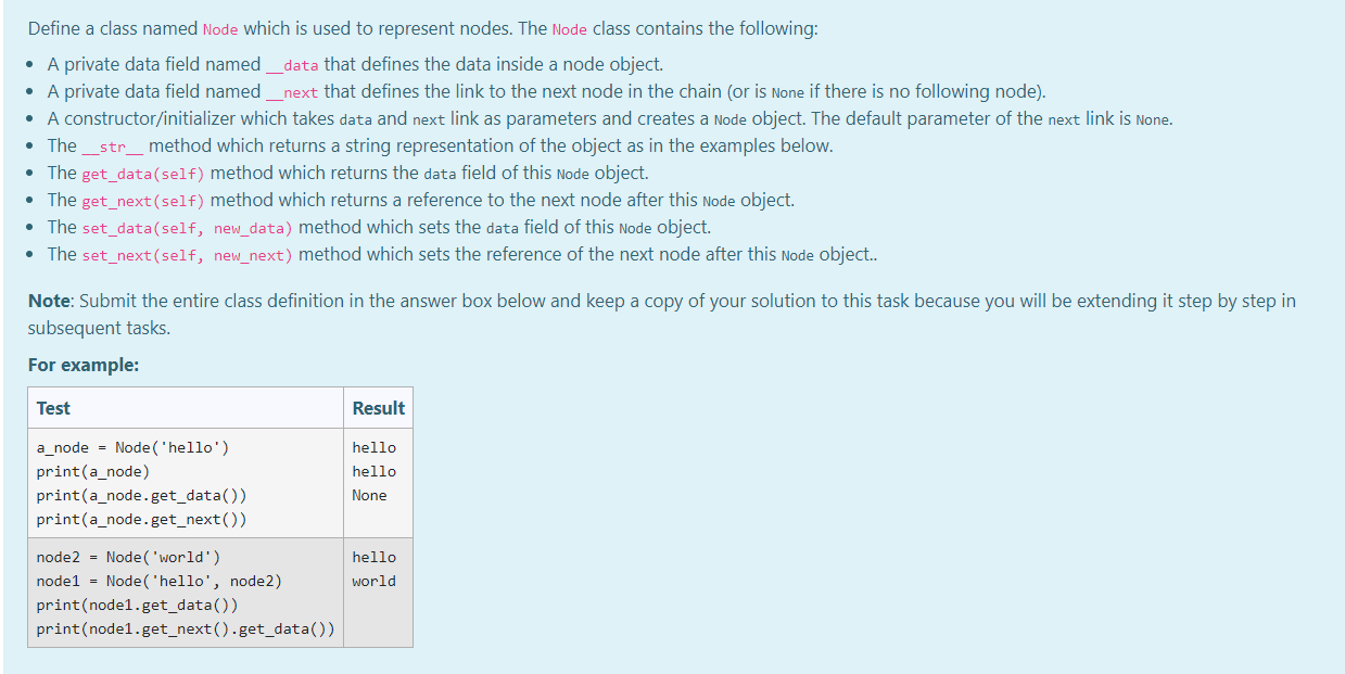 Solved . Define a class named Node which is used to | Chegg.com