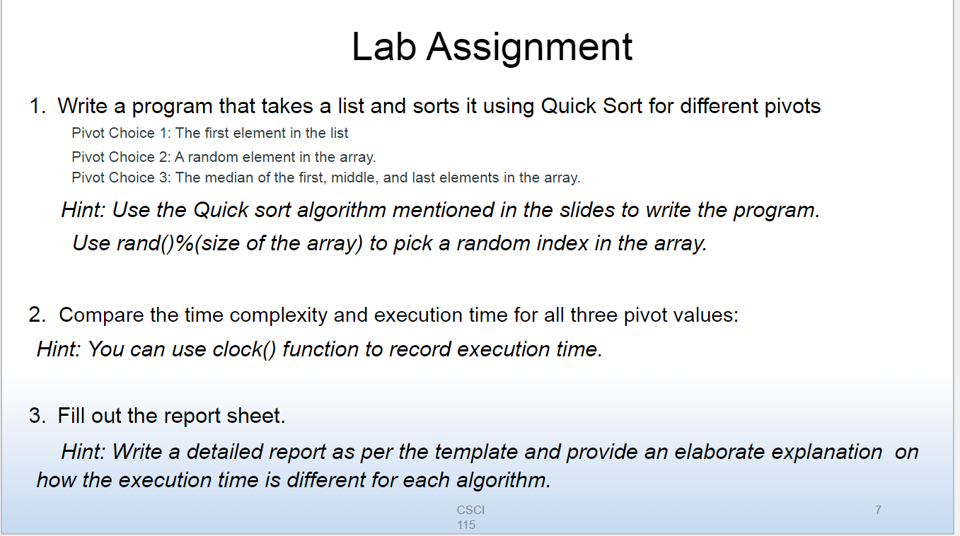 Solved Lab Assignment 1. Write a program that takes a list | Chegg.com