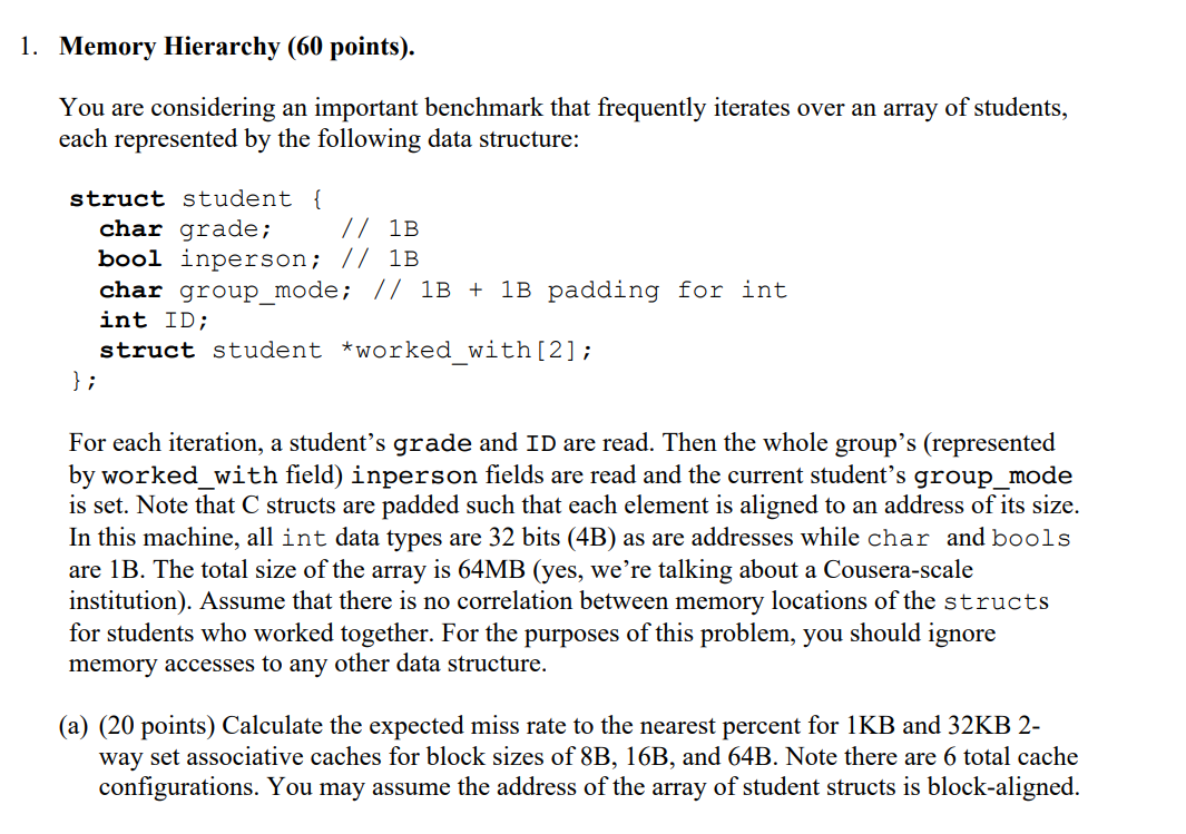 Solved (b) (20 points) Will increasing the associativity | Chegg.com