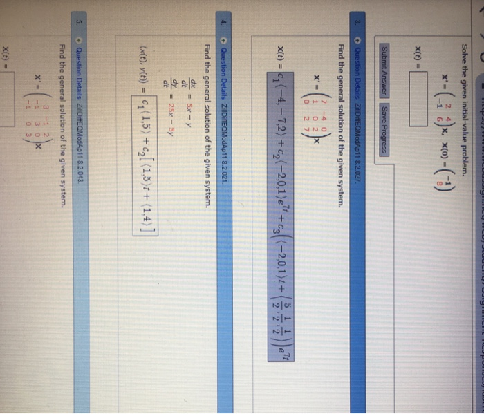 Solved -1 6 x(t) = Find the general solution of the given | Chegg.com