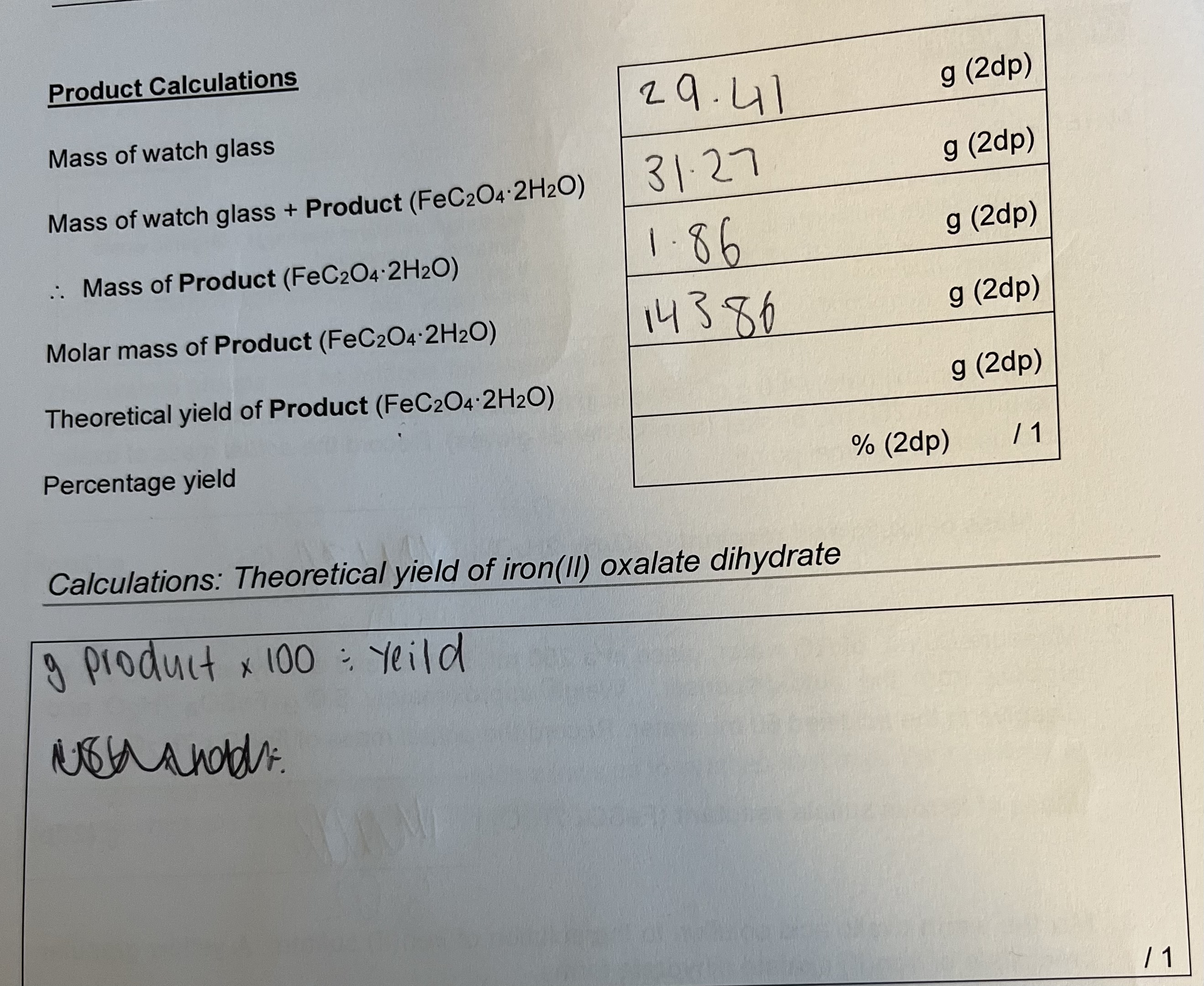 Solved Mass of acid reactant (c2o4h2 - 2h2o) = 4.01Mass of | Chegg.com
