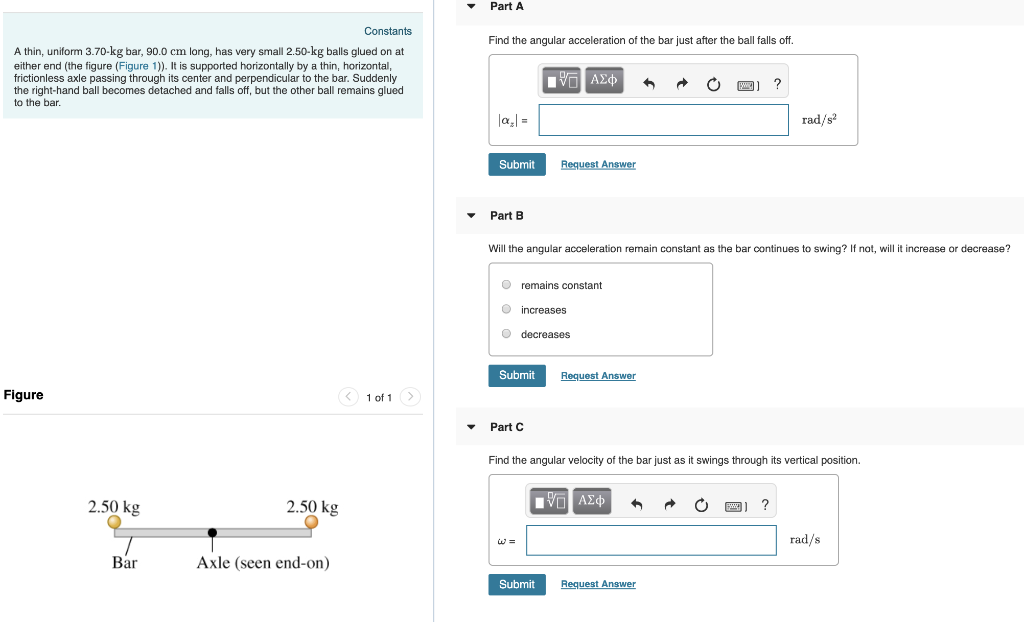 Solved Part A Constants Find the angular acceleration of the | Chegg.com