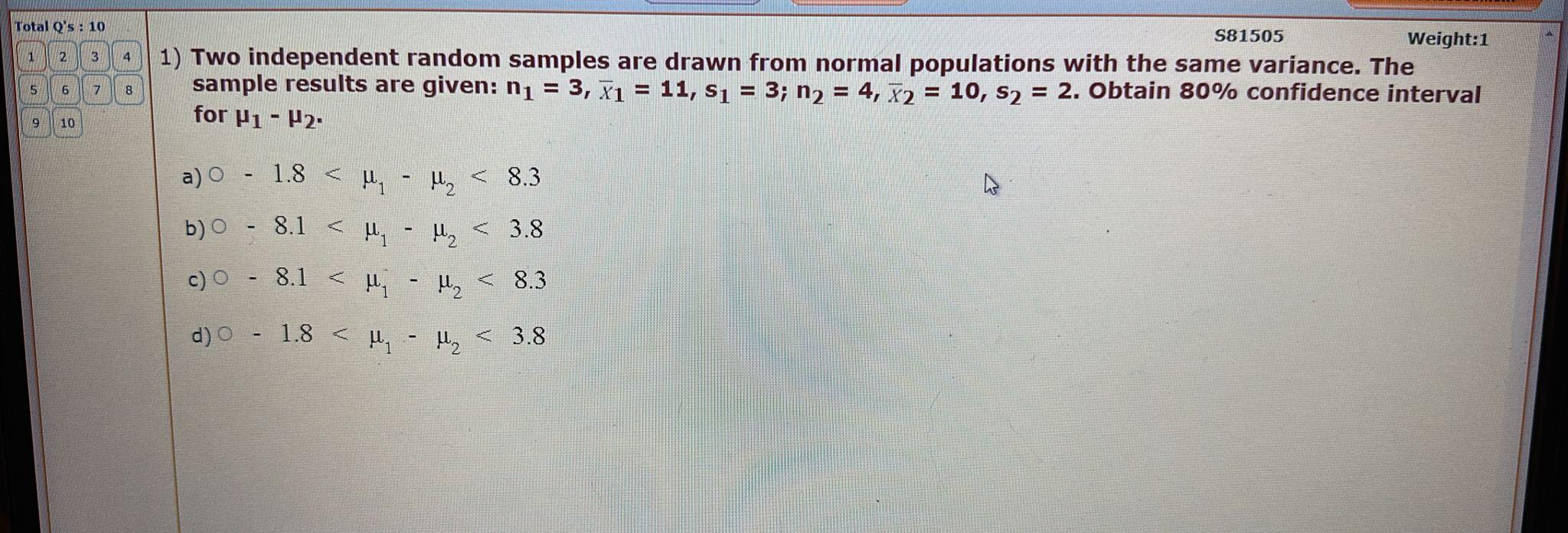 Solved Two independent random samples are drawn from normal | Chegg.com