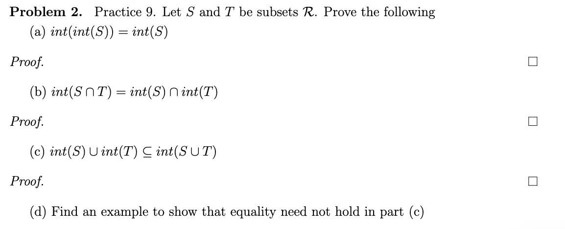 Solved Problem 2. Practice 9. Let S and T be subsets R. | Chegg.com