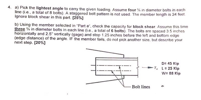 Solved k the lightest angle to carry the given loading. | Chegg.com