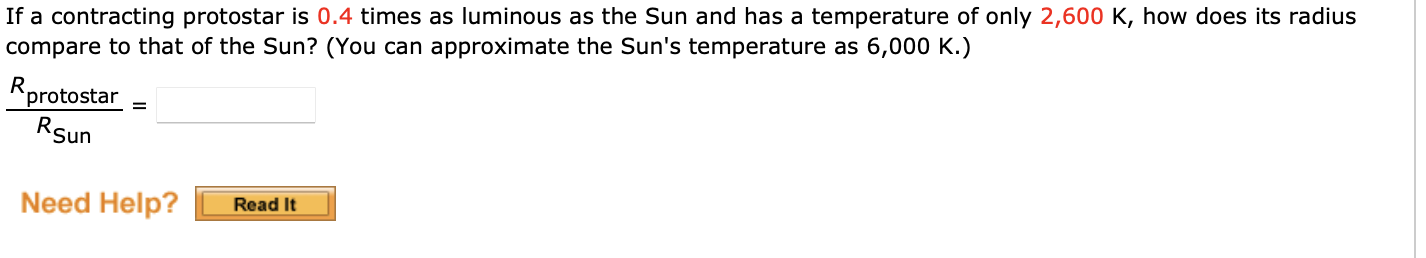 Solved If a contracting protostar is 0.4 ﻿times as luminous | Chegg.com