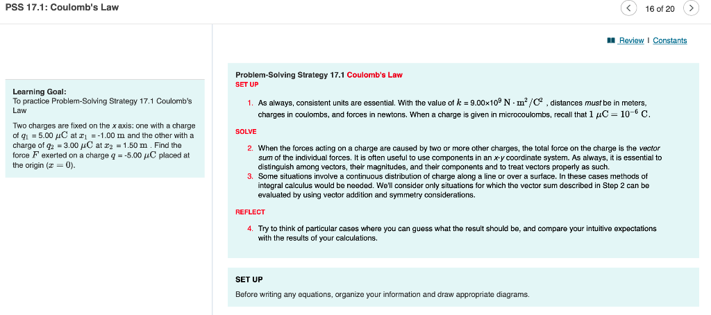 Solved Problem-Solving Strategy 17.1 Coulomb's Law Learning | Chegg.com