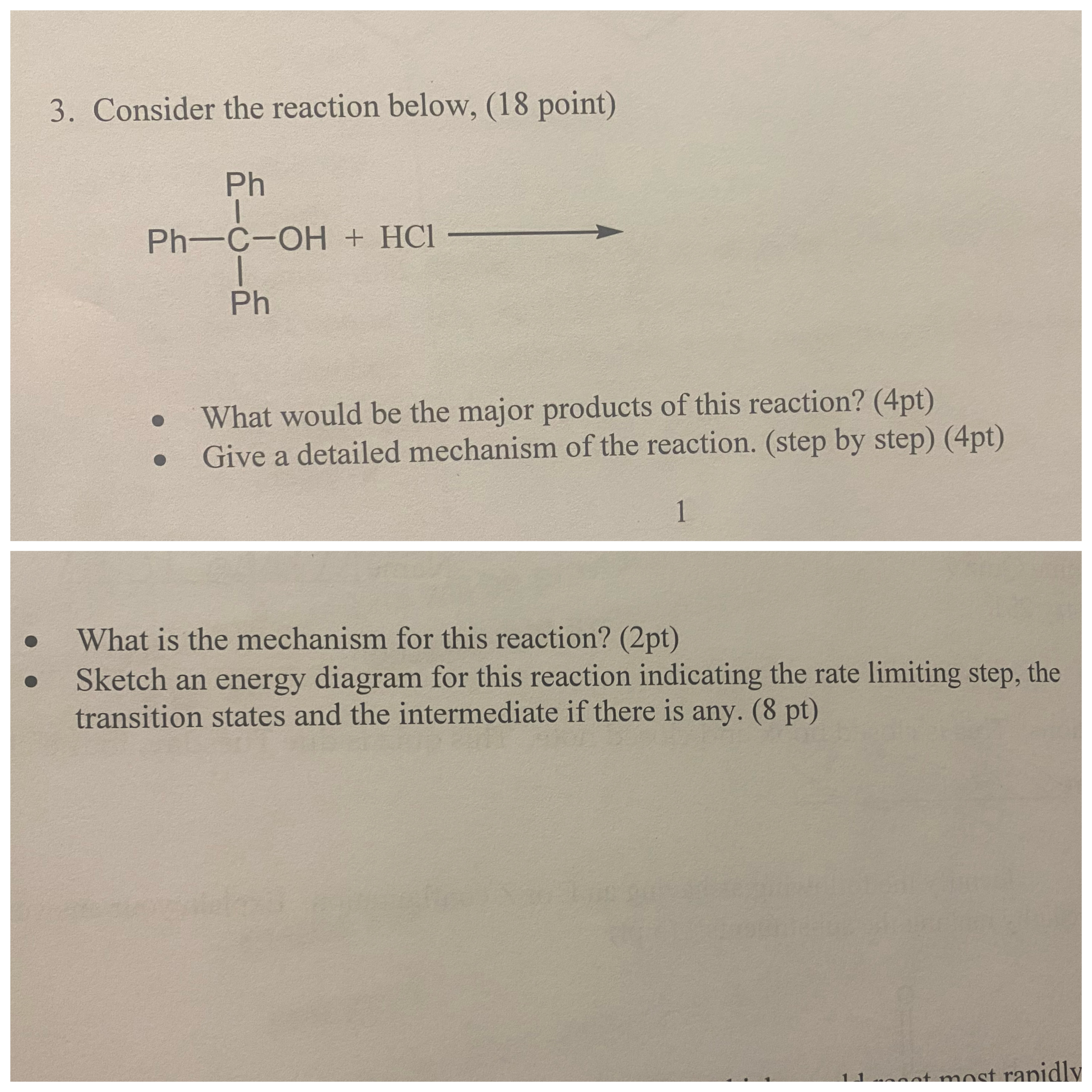 Solved What is the for this reaction? (2pt)an energy diagram | Chegg.com