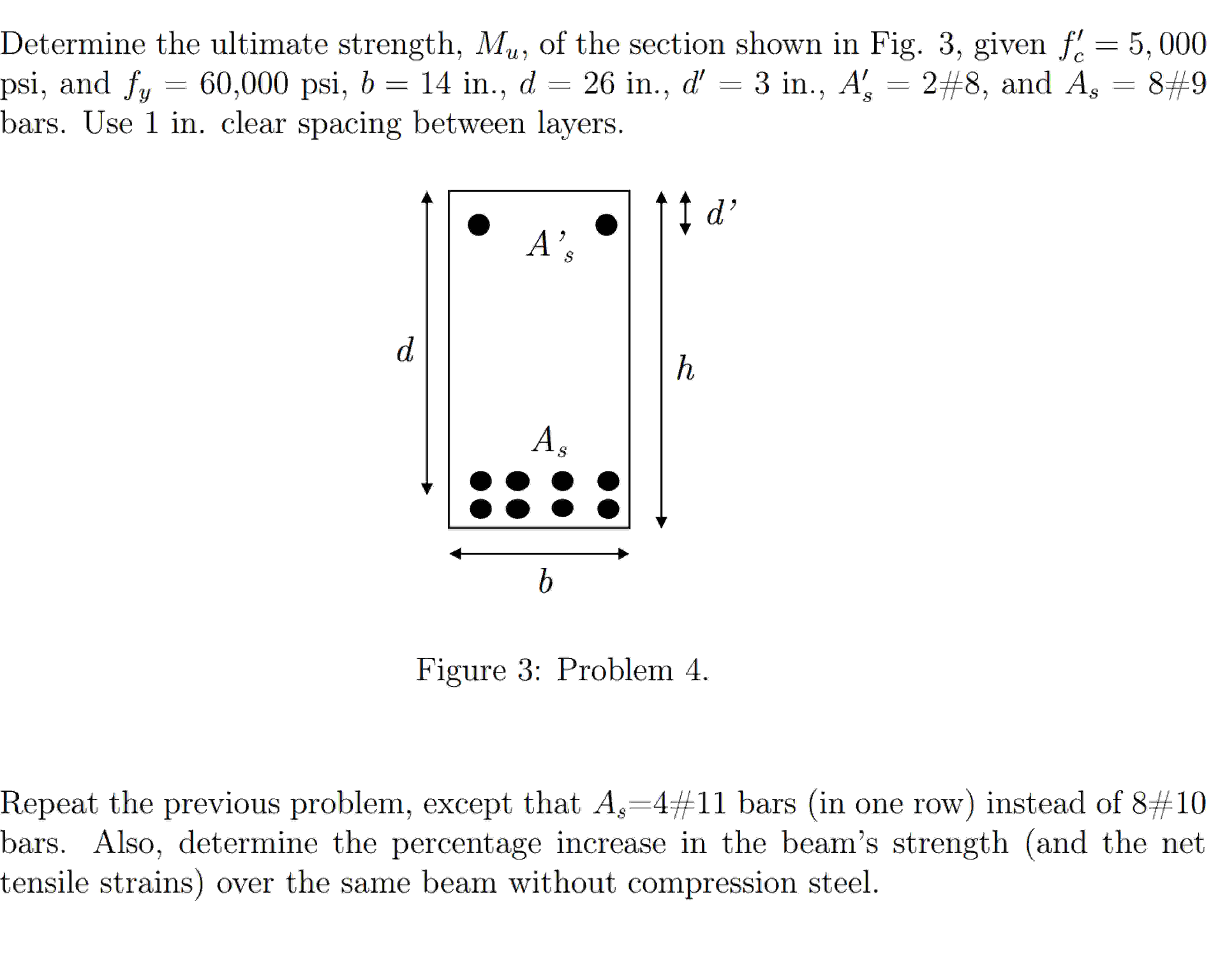 Solved Determine the ultimate strength, Mu, ﻿of the section | Chegg.com