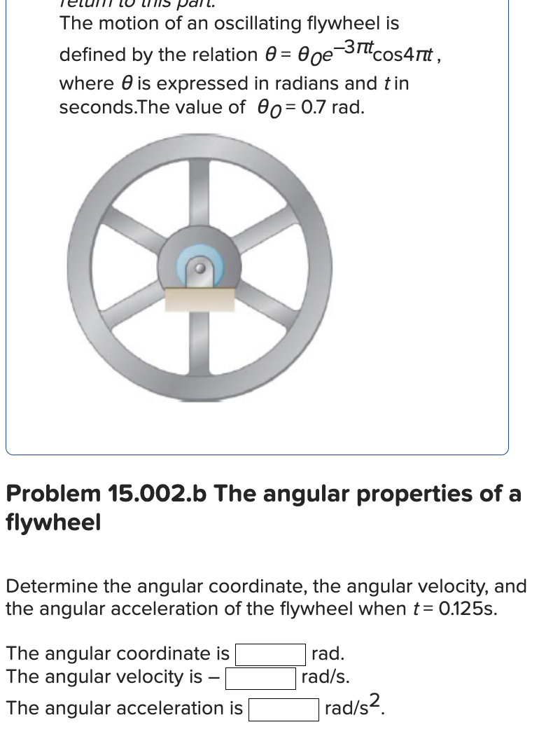 Solved The motion of an oscillating flywheel is defined by | Chegg.com