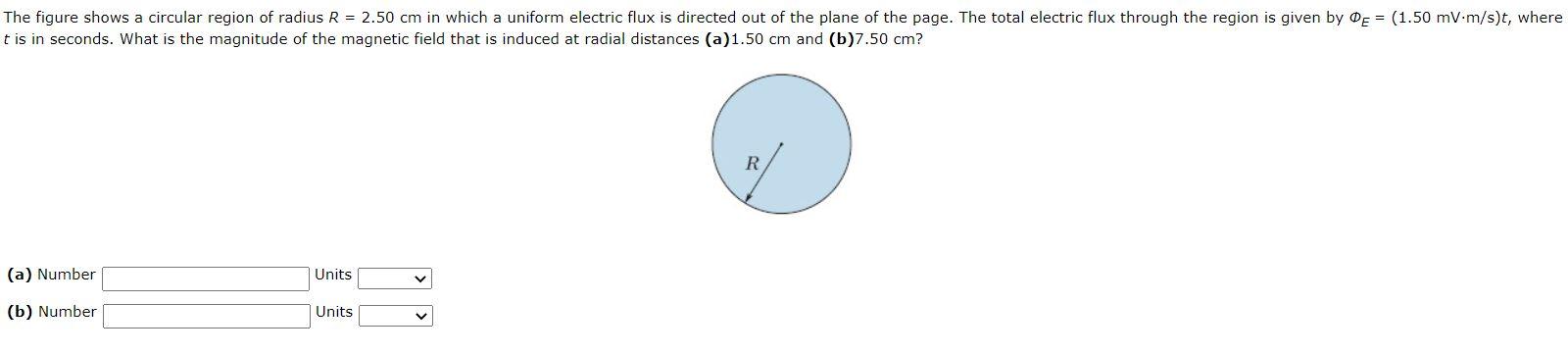 Solved The figure shows a circular region of radius R = 2.50 | Chegg.com