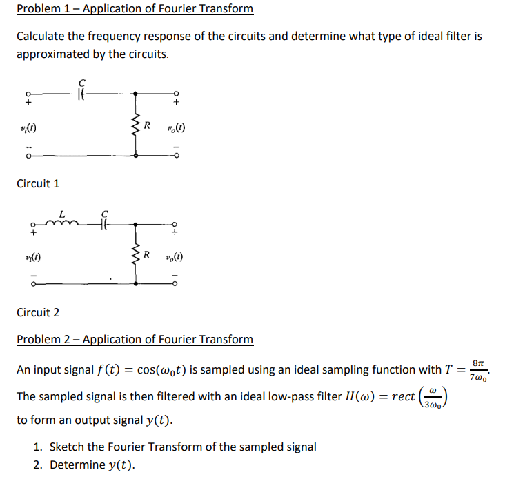 Solved Calculate the frequency response of the circuits and | Chegg.com