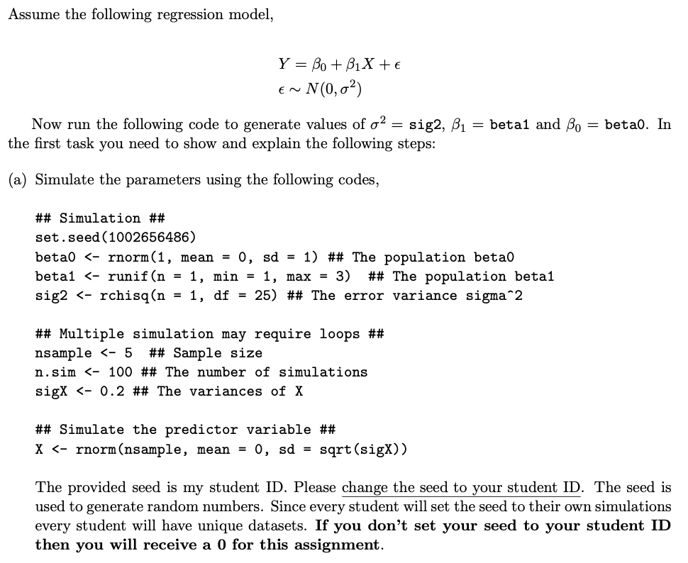 Solved Assume the following regression model, Y = Bo + B1X | Chegg.com