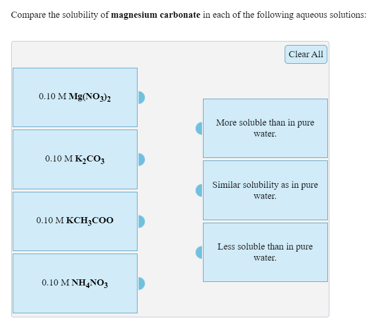 Solved Compare the solubility of magnesium carbonate in each | Chegg.com