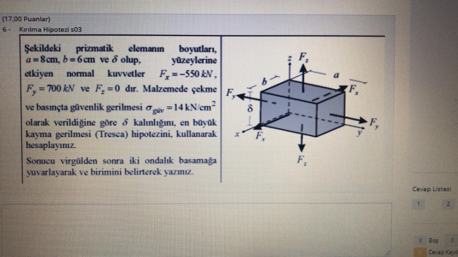 The prismatic element sizes in the figure are a = | Chegg.com