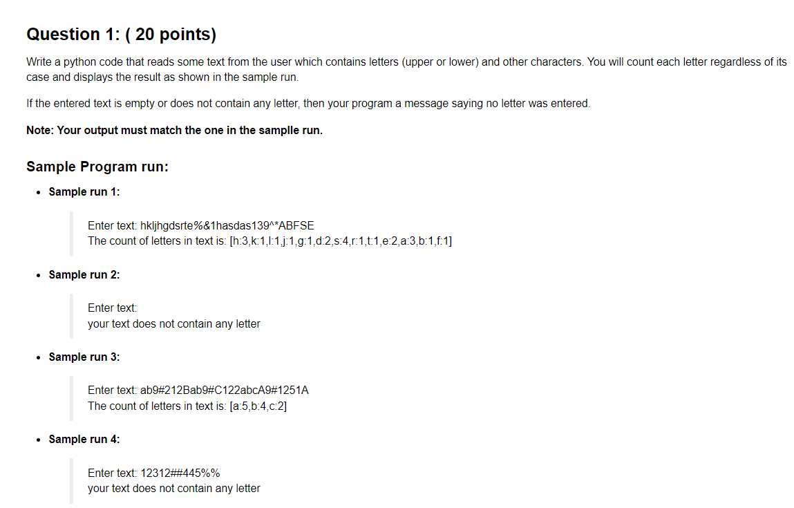 Solved Question 1 20 Points Write A Python Code That